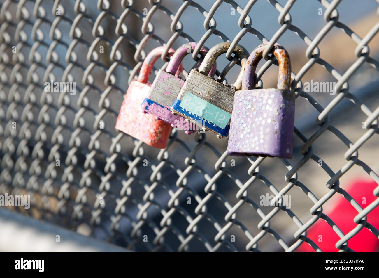 Locked padlock on the fence - Image Stock Photo - Alamy