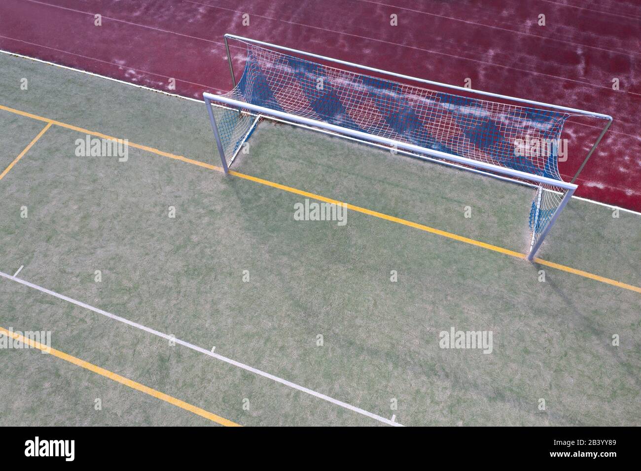 a soccer field goal from above Stock Photo - Alamy