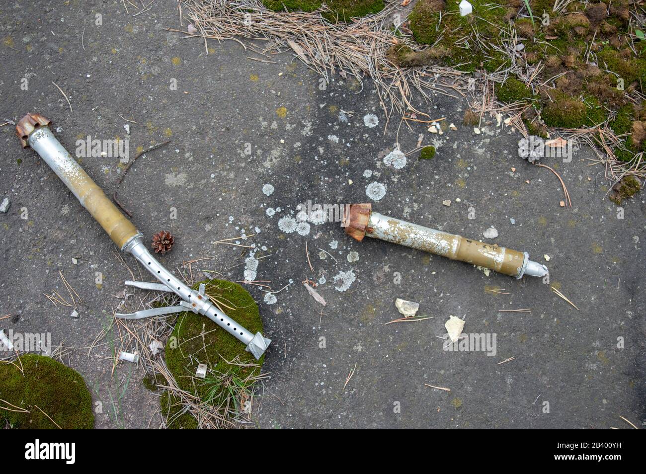 The remains of military shells. Debris shells Stock Photo - Alamy