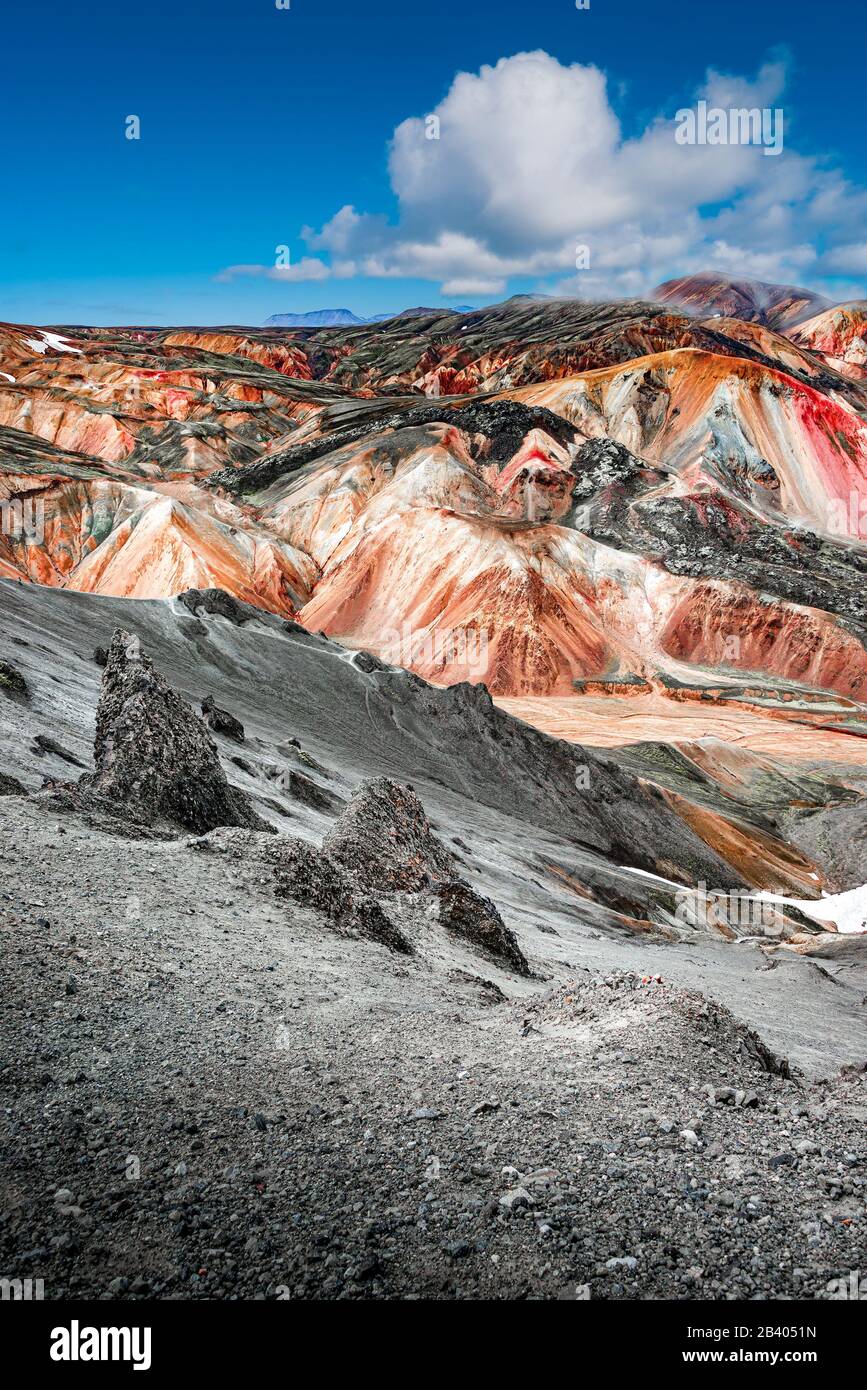 Colorful rainbow like rhyolite volcanic mountains Landmannalaugar in ...