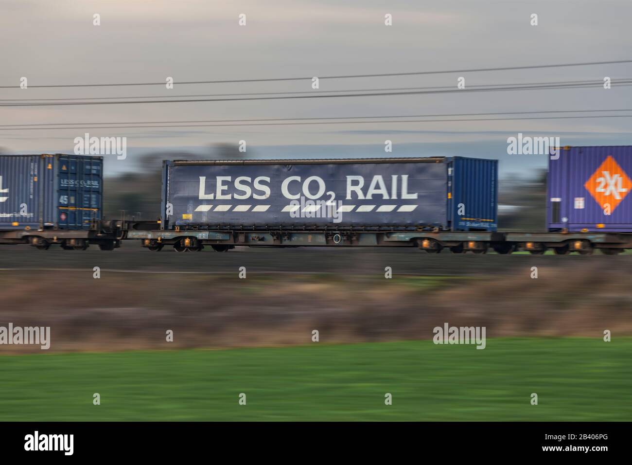 Tesco / Stobart intermodal container being carried on a freight train ...
