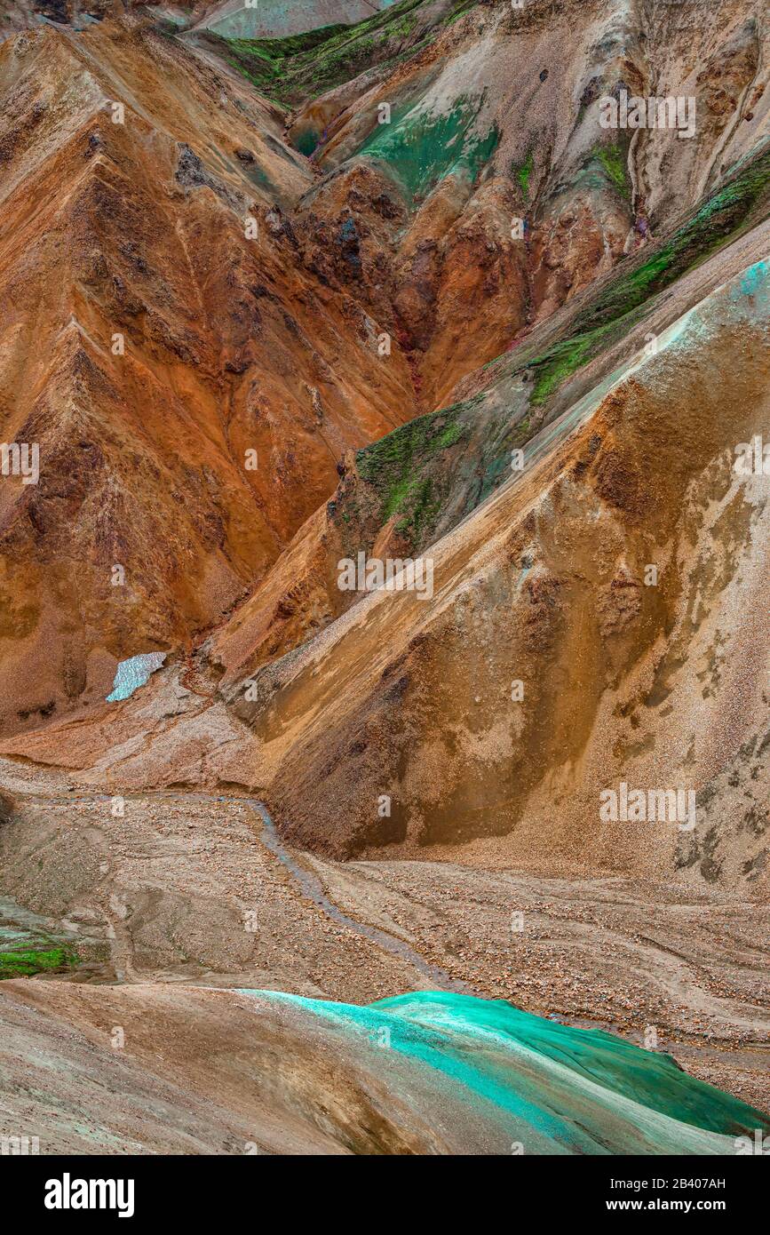 Colorful rainbow like rhyolite volcanic mountains Landmannalaugar in ...