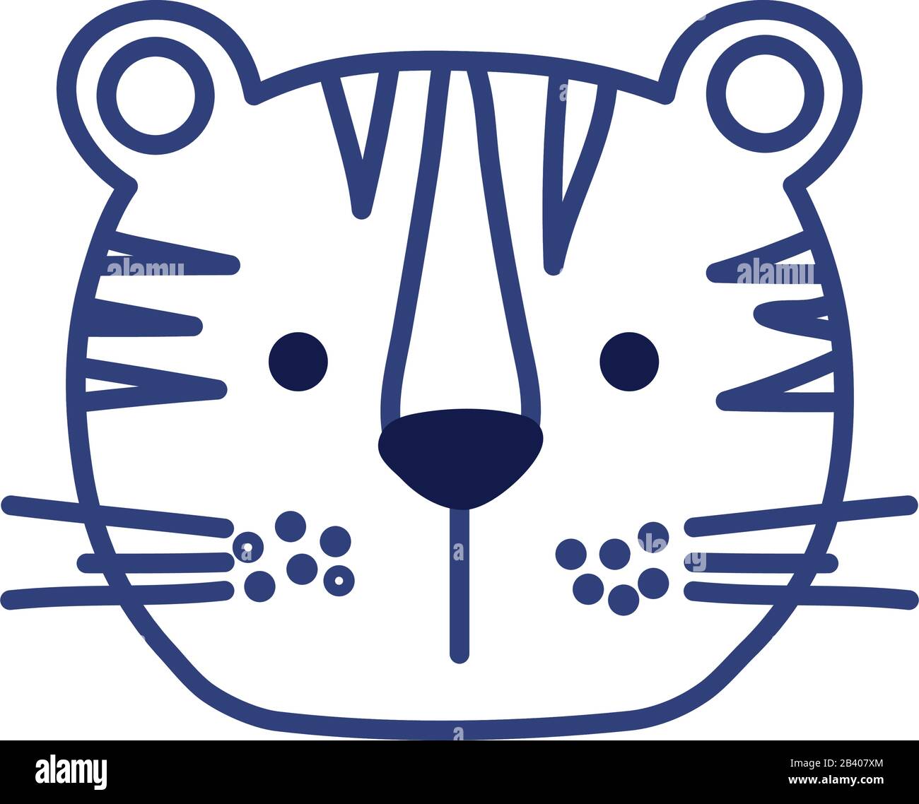 Cute tiger cartoon line style icon vector design Stock Vector Image ...