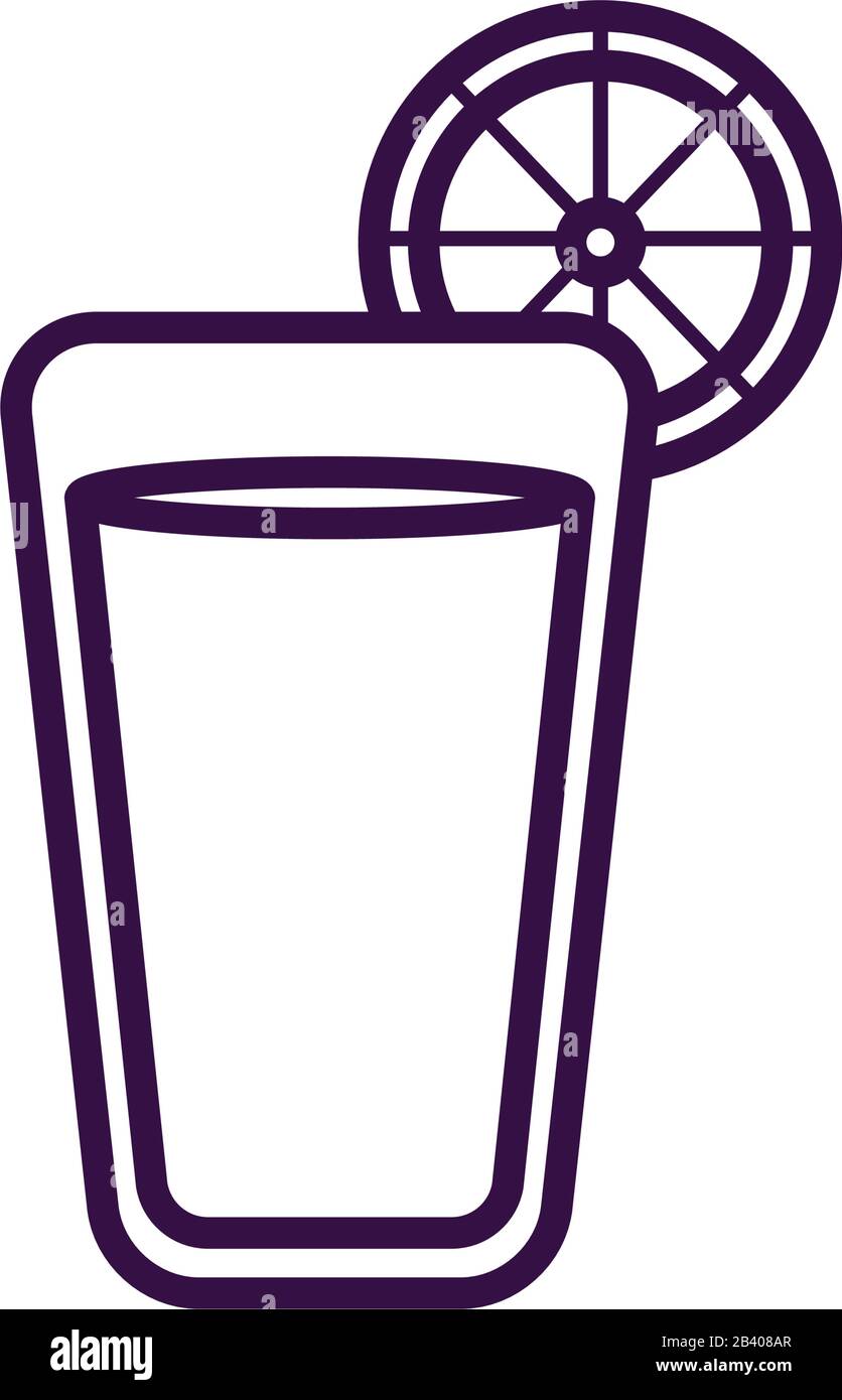 drink glass with lemon line style icon design, Beverage liquid menu ...