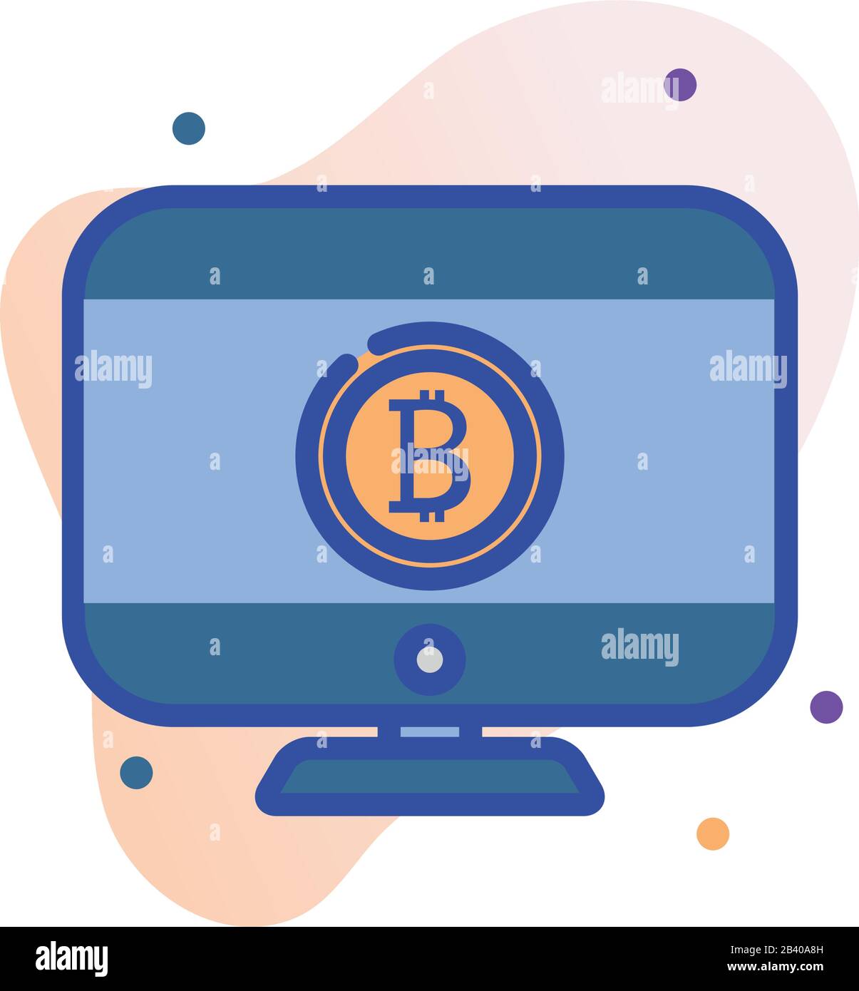 Bitcoin inside computer line fill block style icon of bit money ...