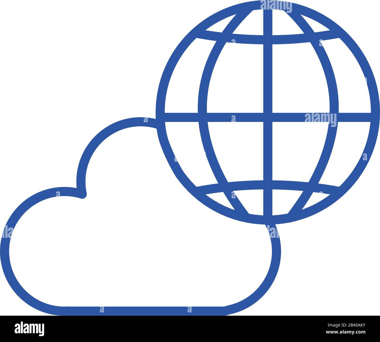 Global sphere and cloud line style icon design, Communication internet connectivity web ...