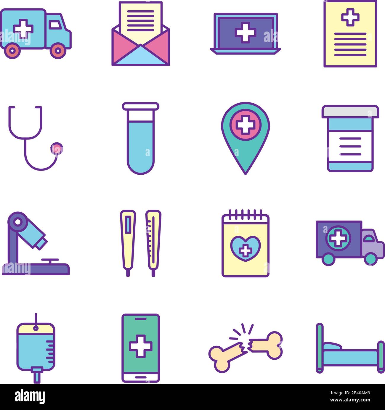 medical line and fill style icon set vector design Stock Vector Image ...