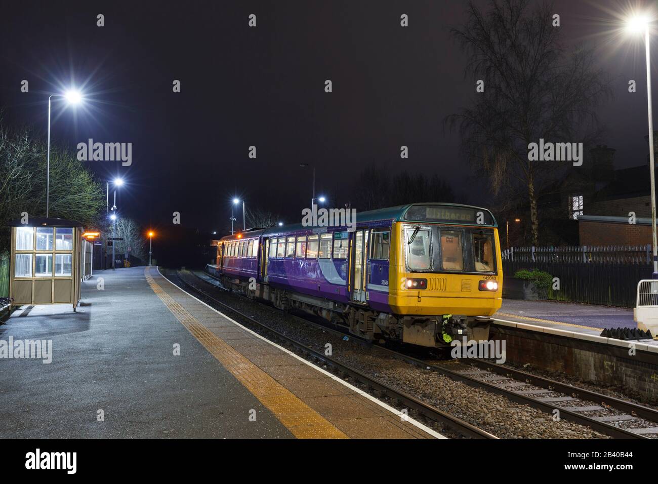 Northern rail class 142 pacer train 142043 at Darwen railway station working solo on the last ...