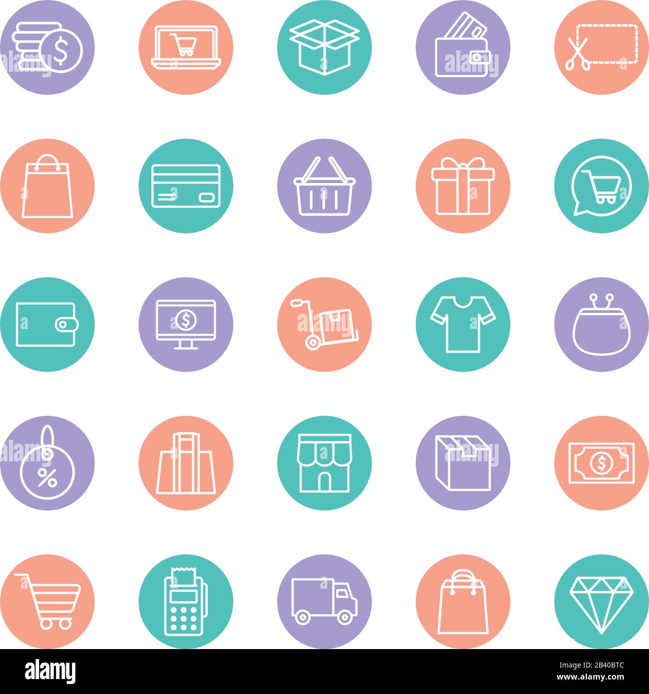 shopping line and block style icon set vector design Stock Vector Image ...