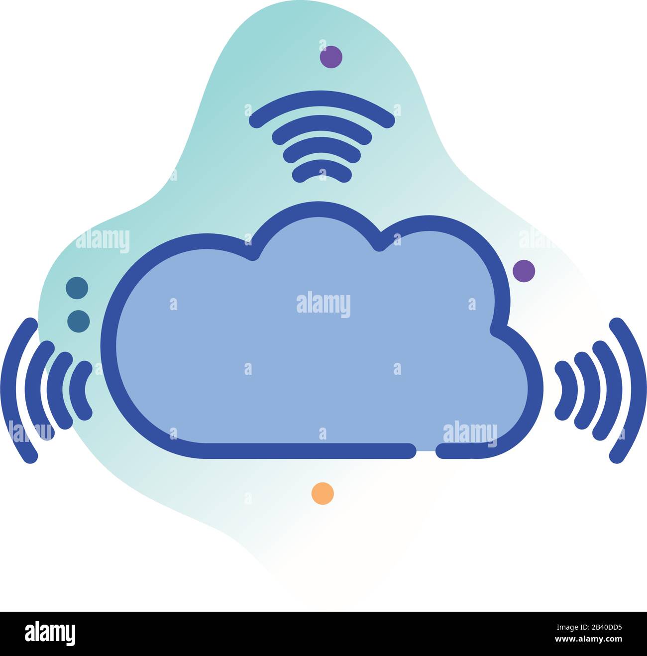 Cloud computing line fill block style icon design, Communication internet connectivity web ...