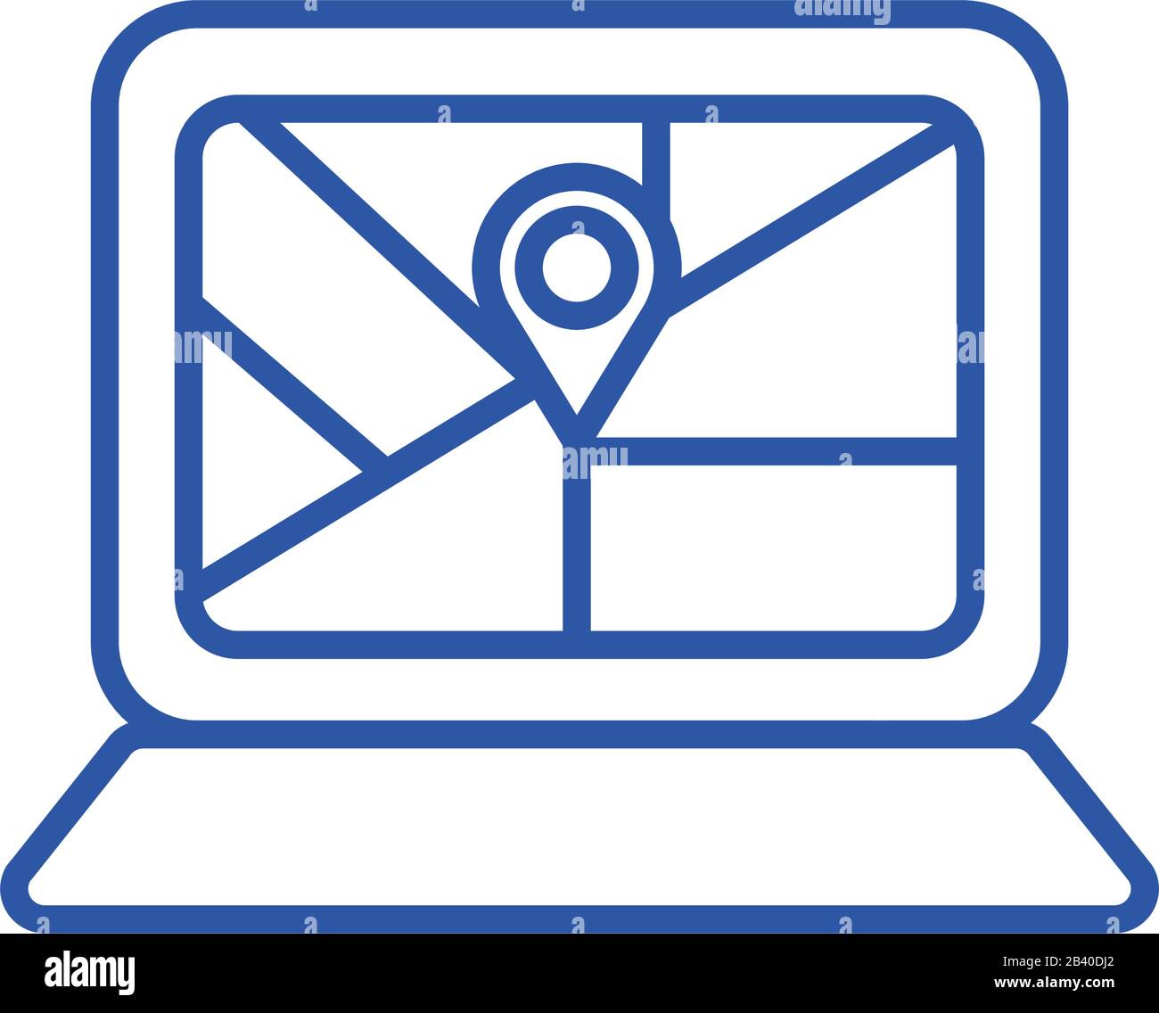 Gps mark inside laptop line style icon design, Map travel navigation ...