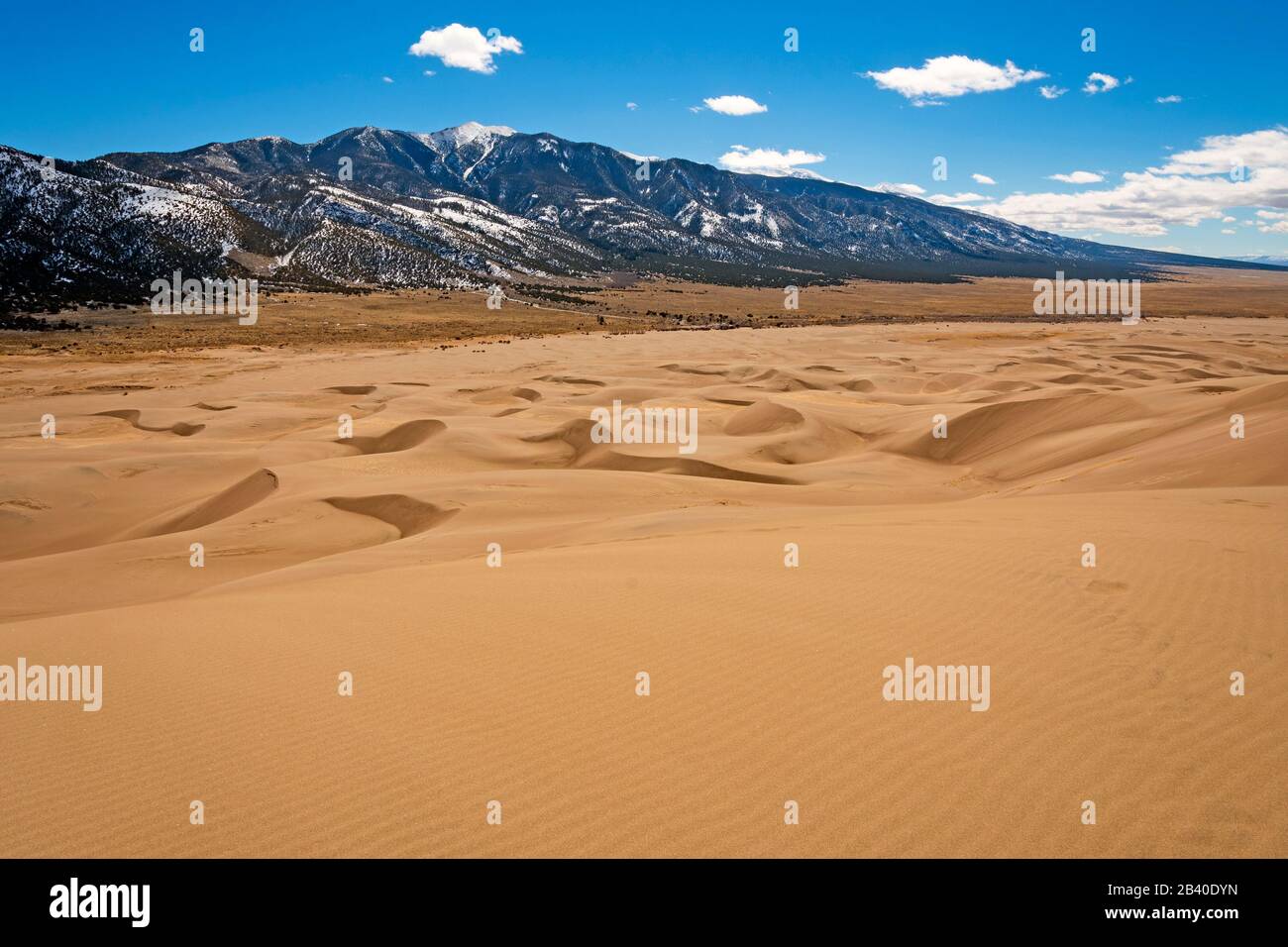 Sand Dunes Leading to the Mountains in Great Sand Dunes National Park ...