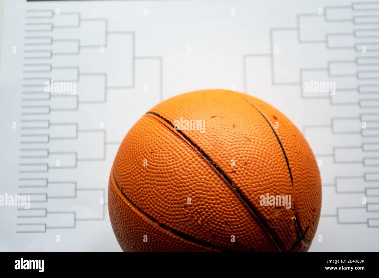 Blank bracket grid on white paper with basketball on top Stock Photo ...