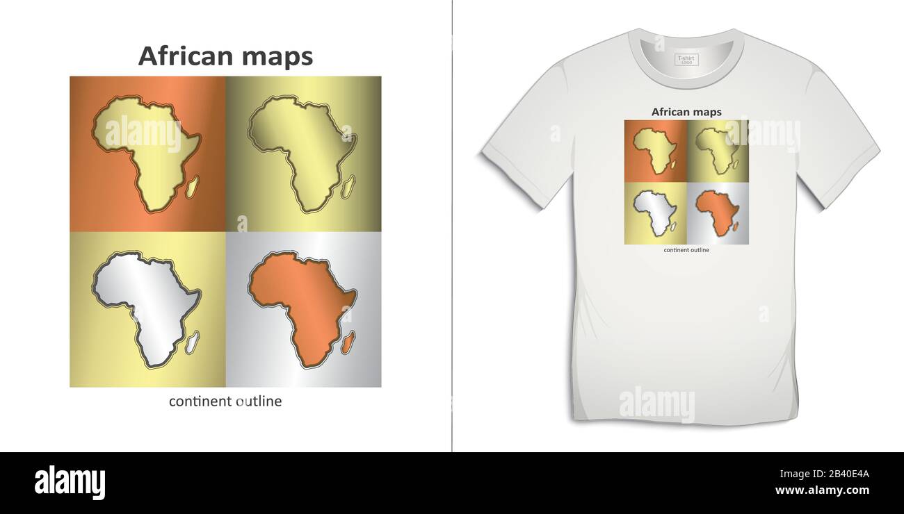 Print on t-shirt graphics art design, African map, continent outline ...