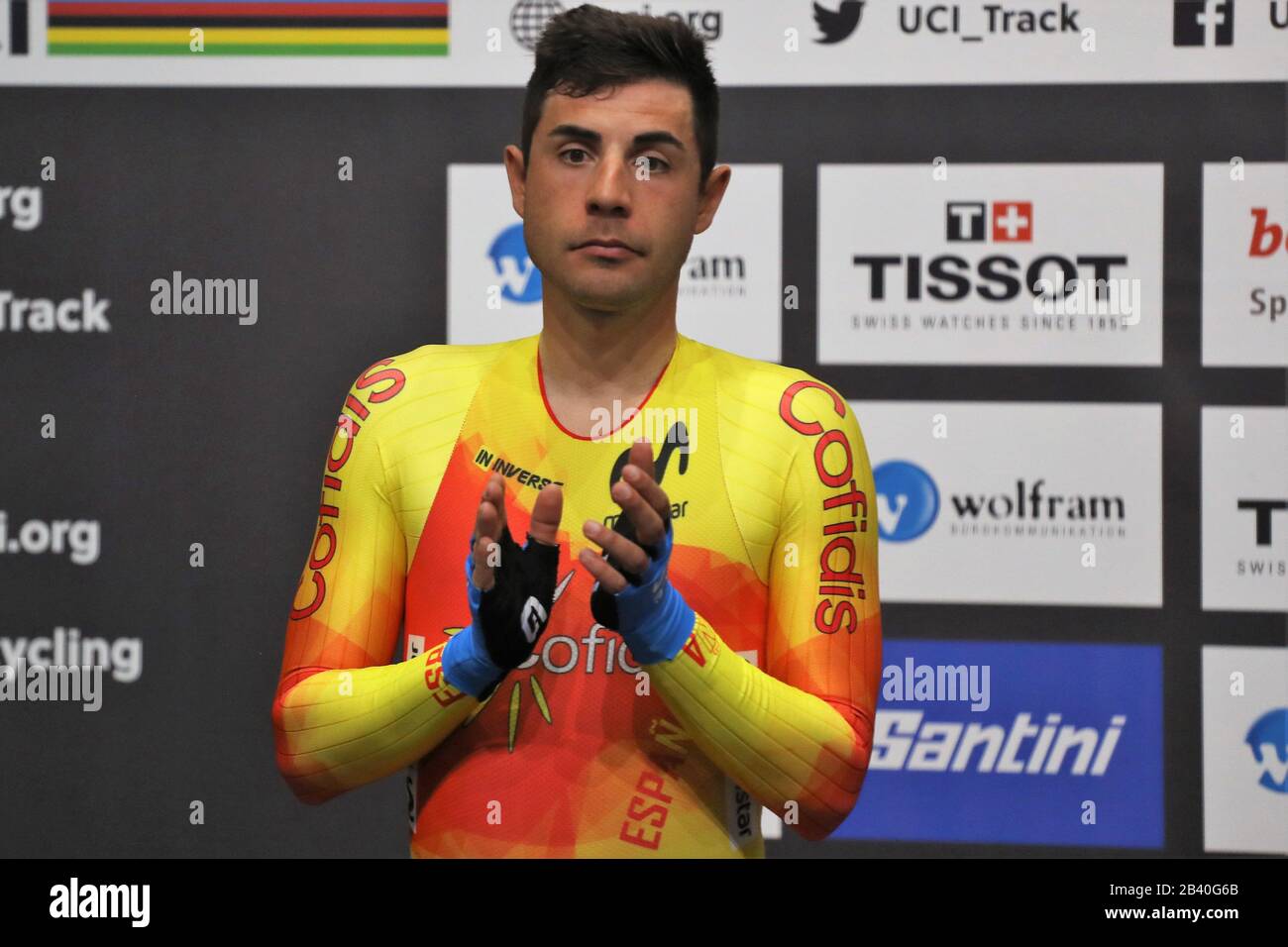 Sebastian Mora Verdy of Spain Men's Points Race Podium during the 2020 ...