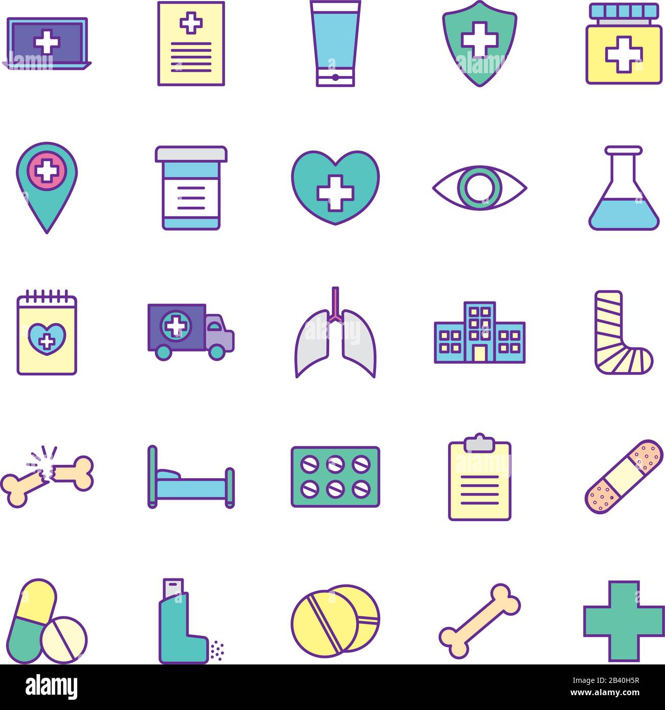 medical line and fill style icon set vector design Stock Vector Image ...