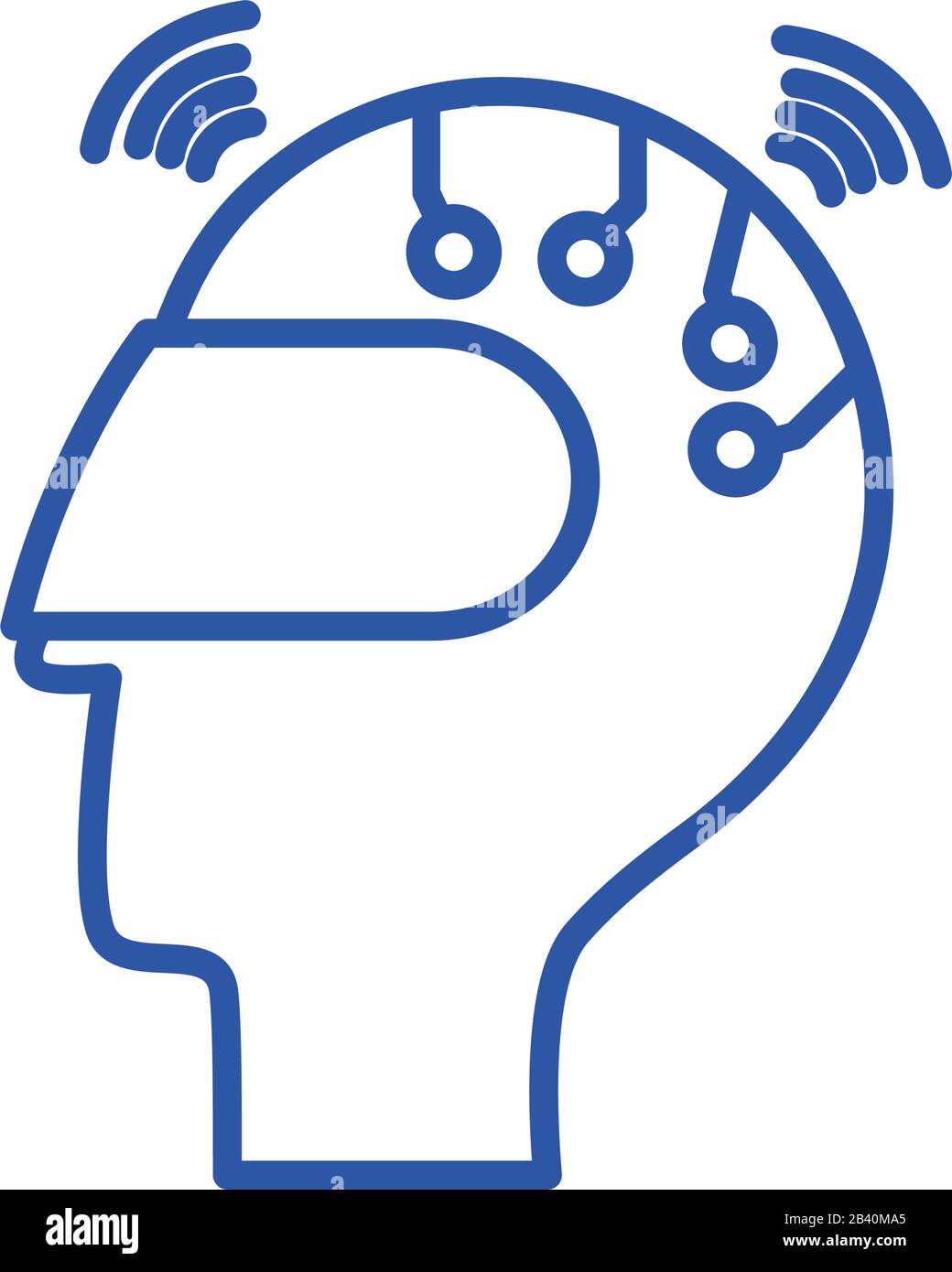 head with smart glasses line style icon design, Augmented reality ...