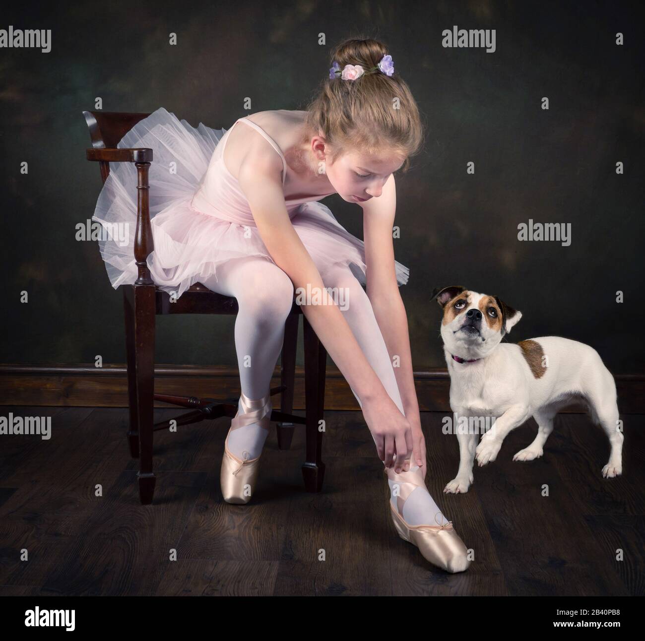 Ballerina and her Dog Stock Photo - Alamy