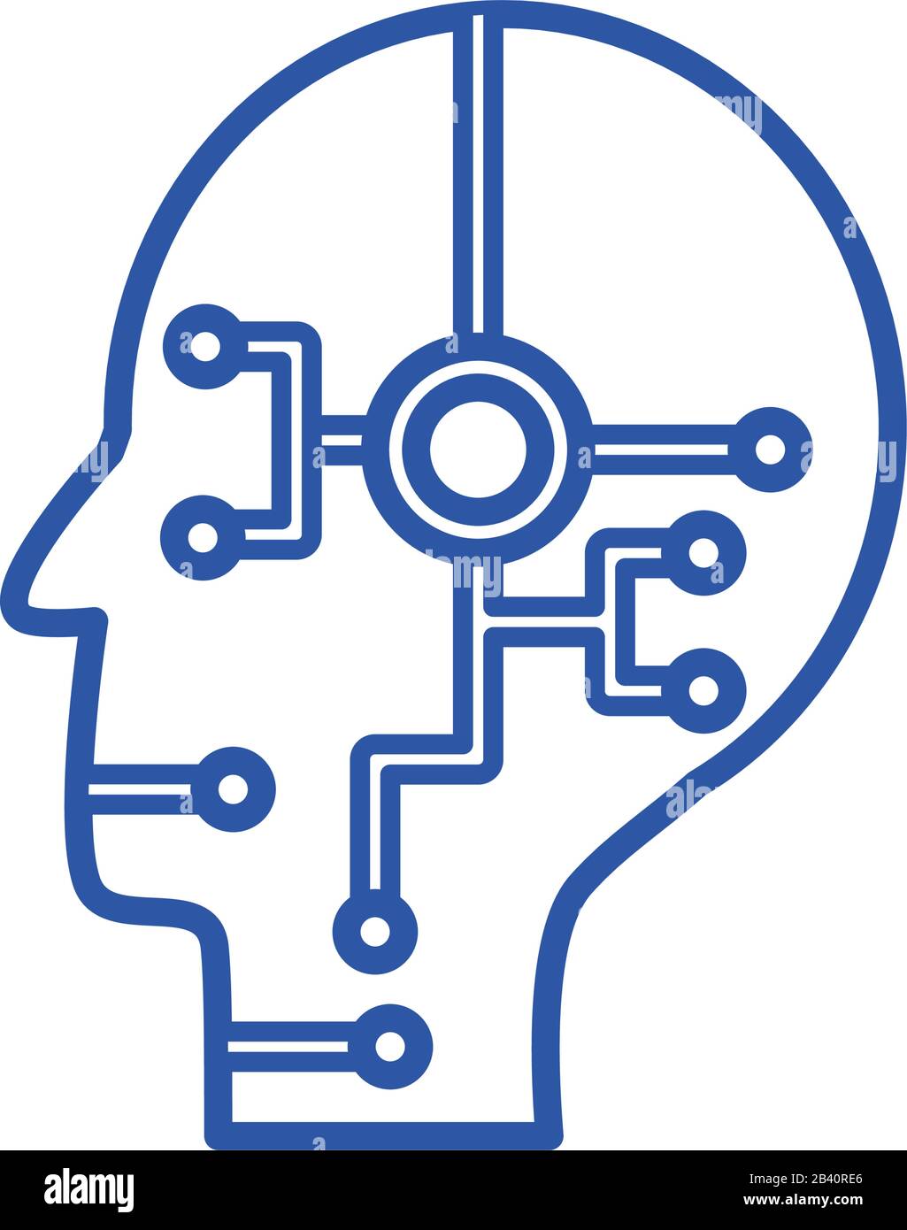 Head with circuit line style icon design, Digital technology ...