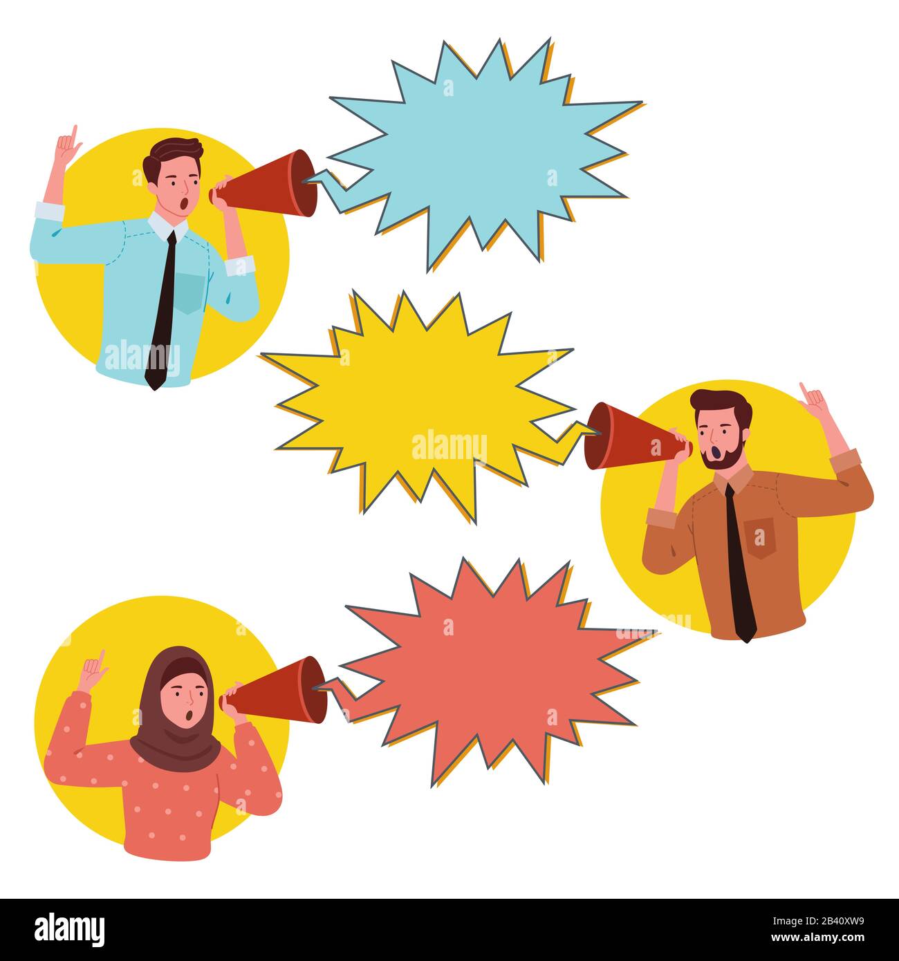 illustration or vector of an office worker speaking or giving ...