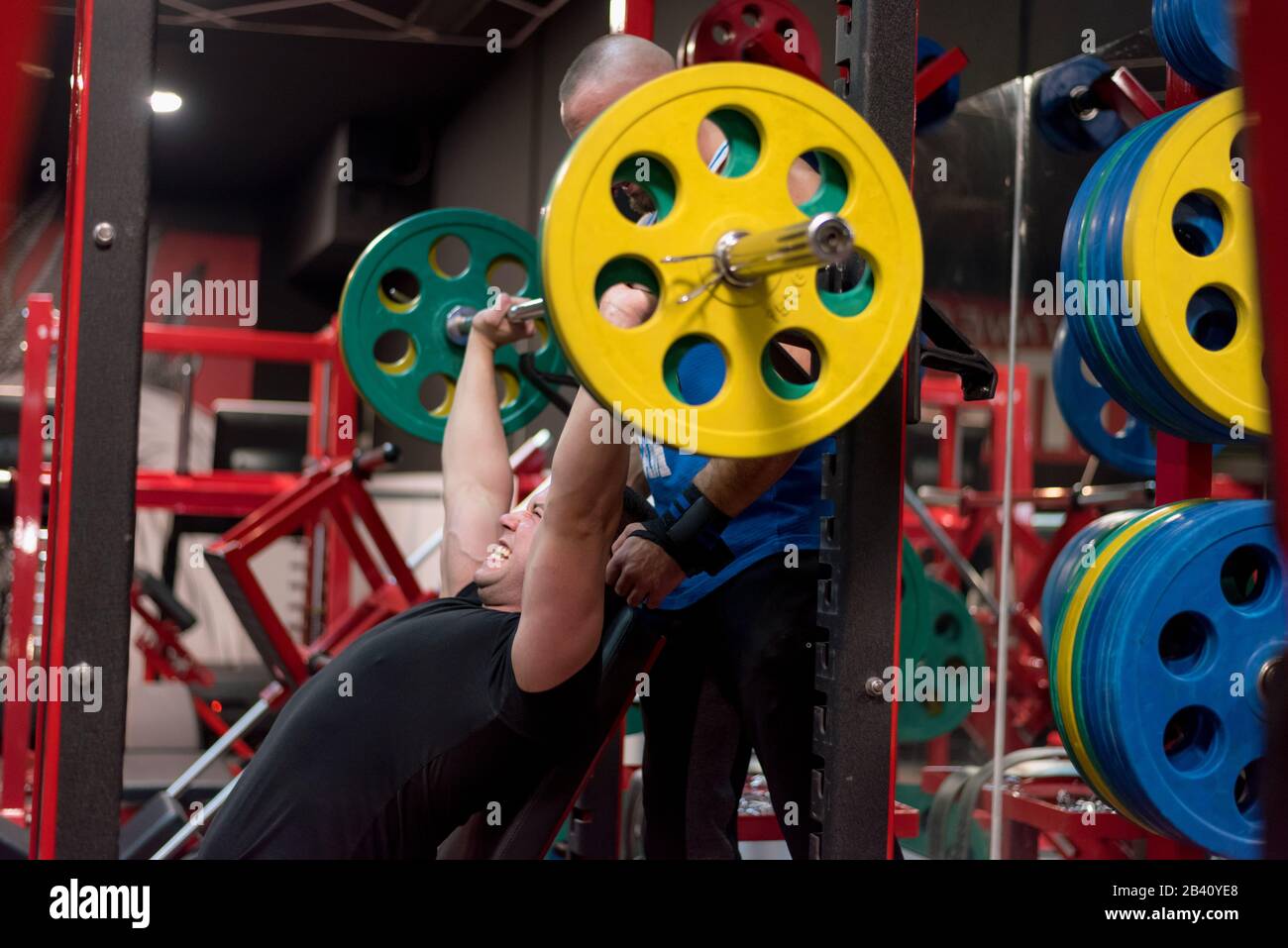 Bodybuilding Motivation. Two Bodybuilders Train Together at the Gym ...