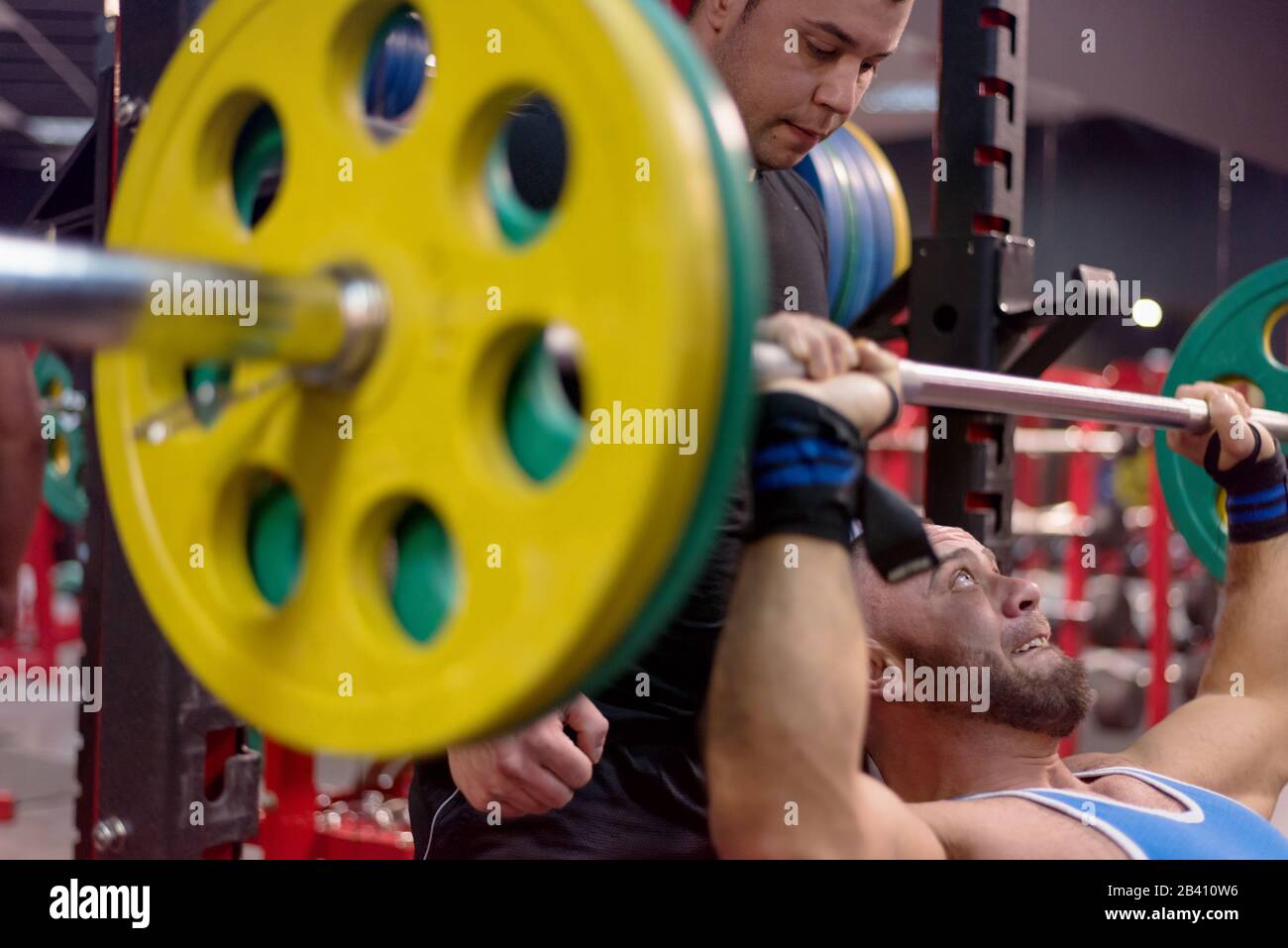 Bodybuilding Motivation. Two Bodybuilders Train Together at the Gym ...