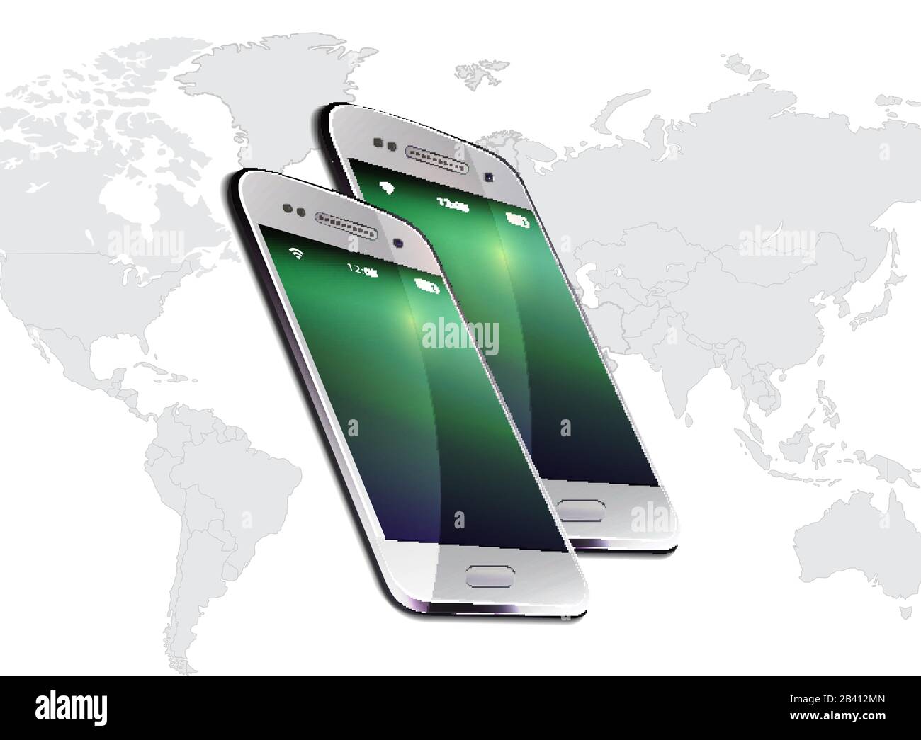 Mobile phone realistic vector world map separate states Stock Vector ...