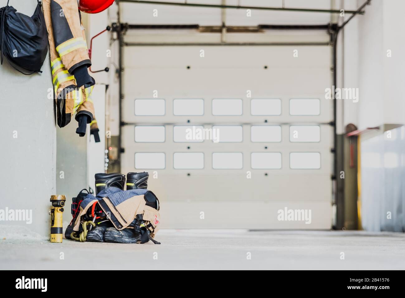 Detail of firefighters work material ready for an emergency Stock Photo ...