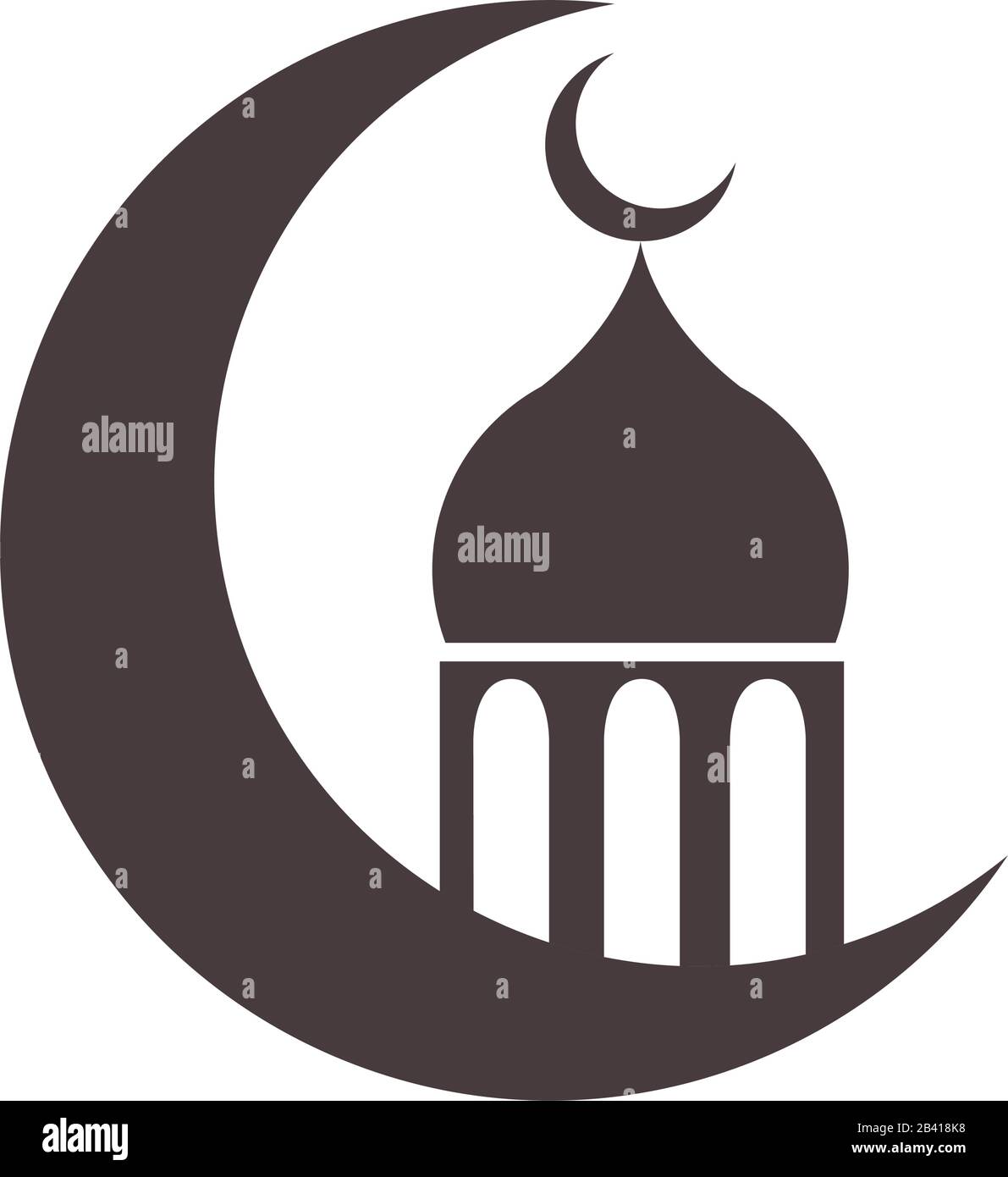 half moon mosque temple ramadan arabic islamic celebration vector ...