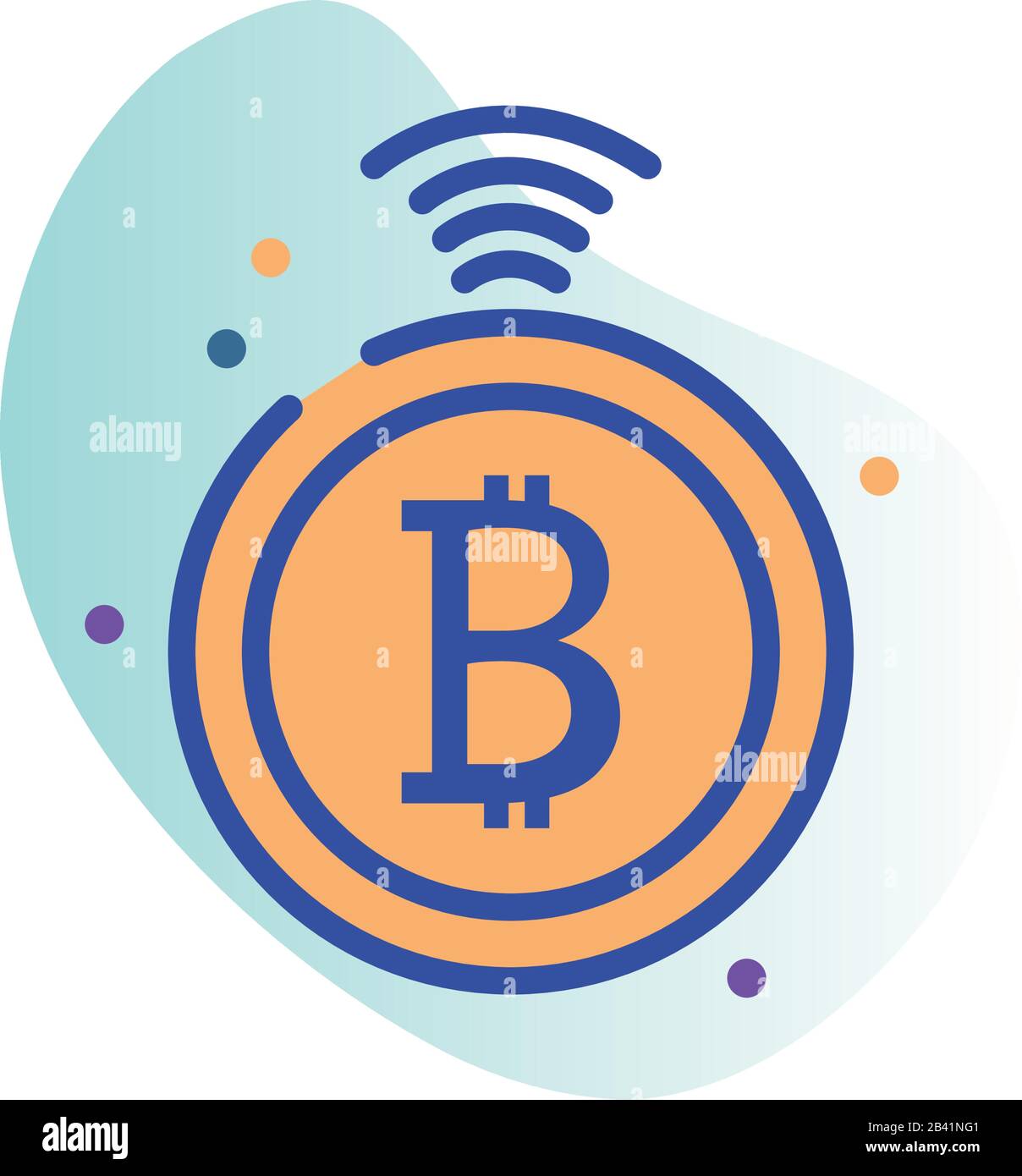 Bitcoin line fill block style icon of bit money currency exchange ...