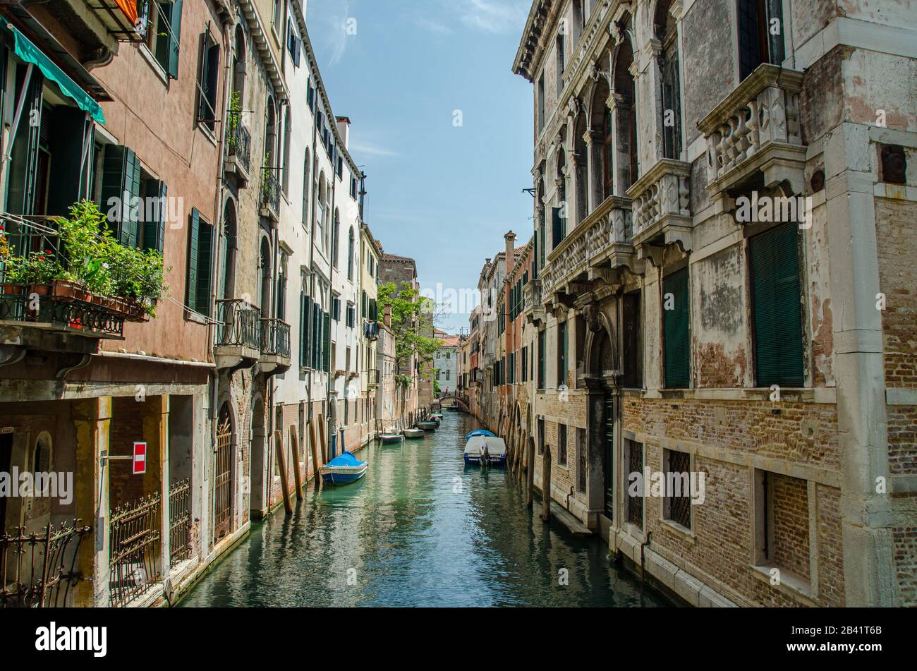 Beautiful balconies outside of houses in Venice Italy in Europe Stock ...