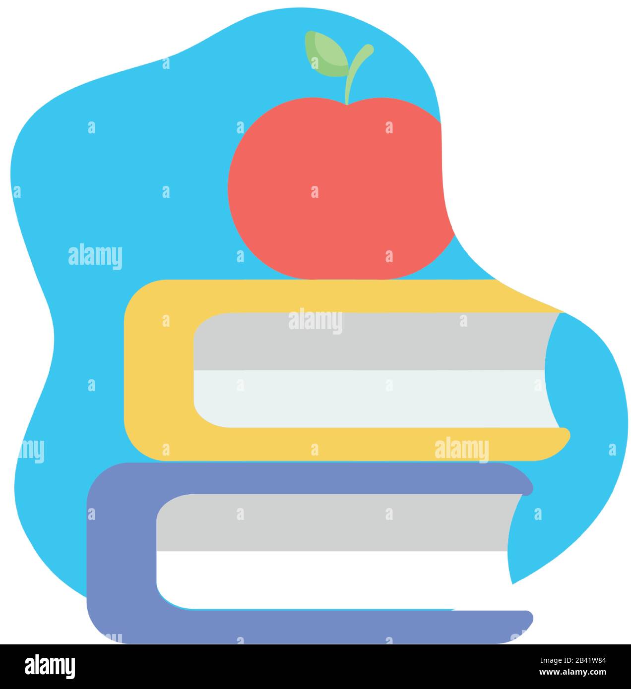 apple over school books flat block style icon design, Eduaction class ...