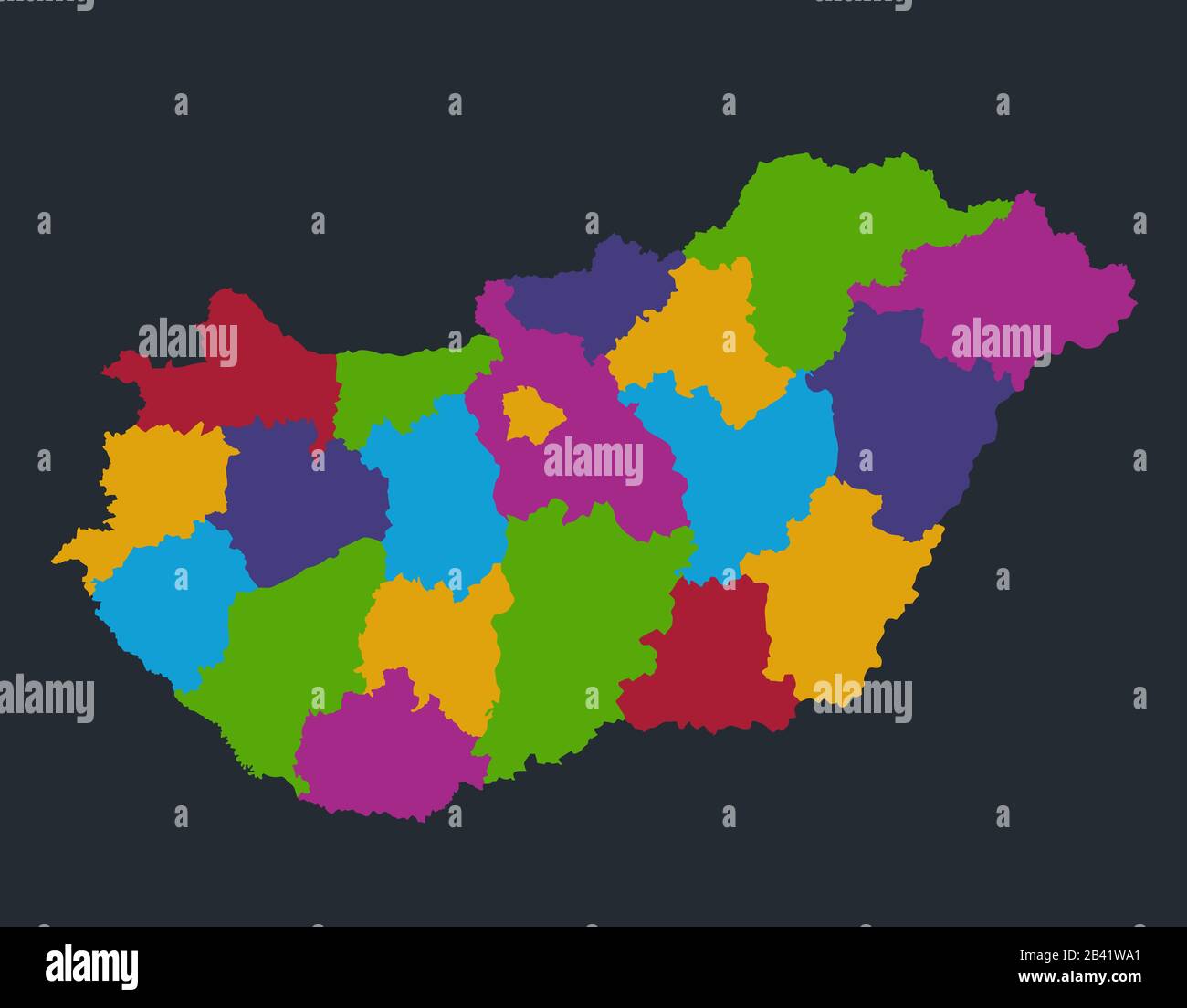 Infographics Hungary map, flat design colors, blue background blank ...