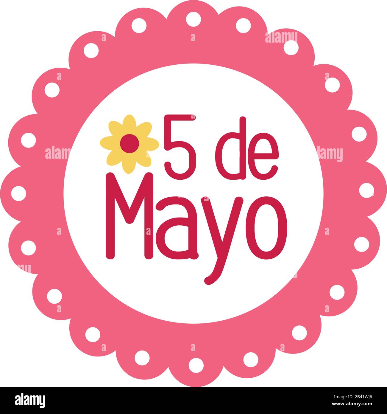 Mexican 5 of may with flower inside seal stamp flat style icon design ...