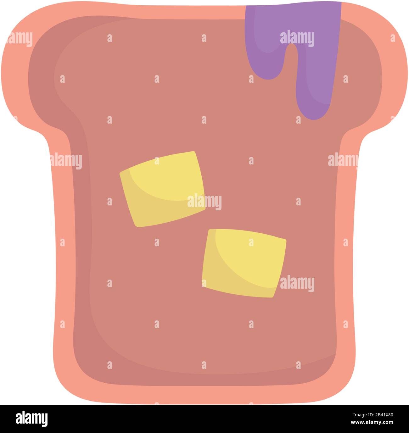 slice bread with jam and butter cartoon icon style design vector ...