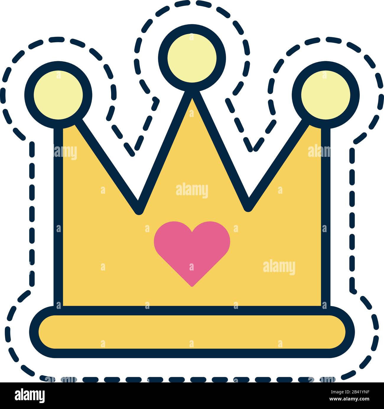 crown with heart line fill style icon design of love passion romantic ...