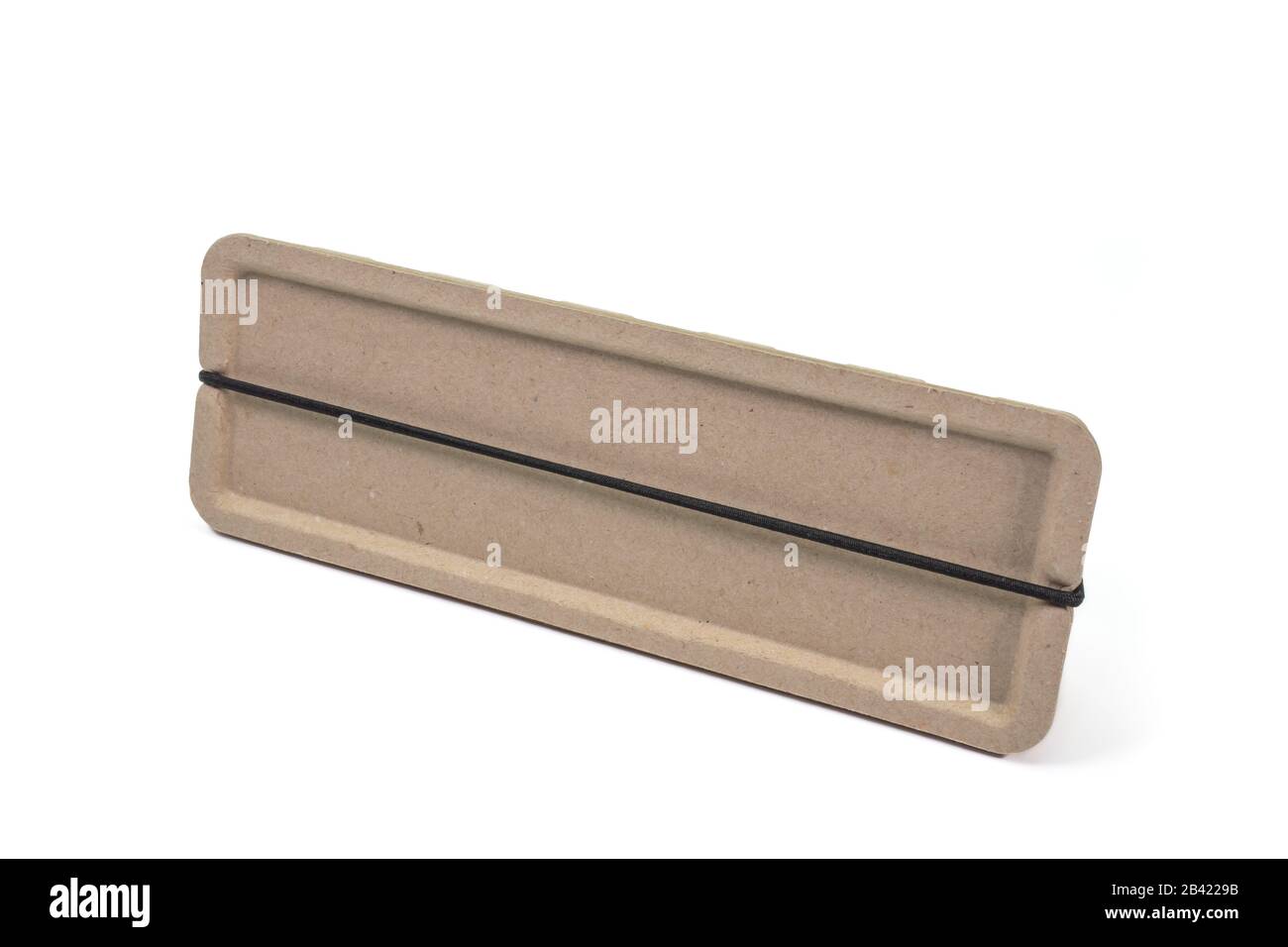 The close up of pen and pencil case box storage (recycle paper box) on ...