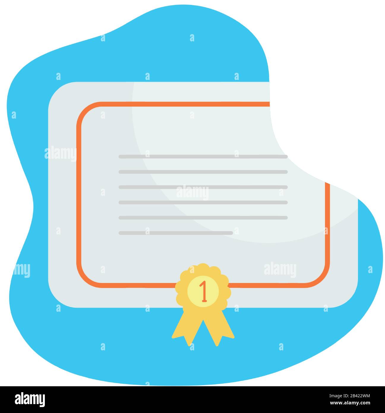 certificate paper with number one seal stamp flat block style icon ...