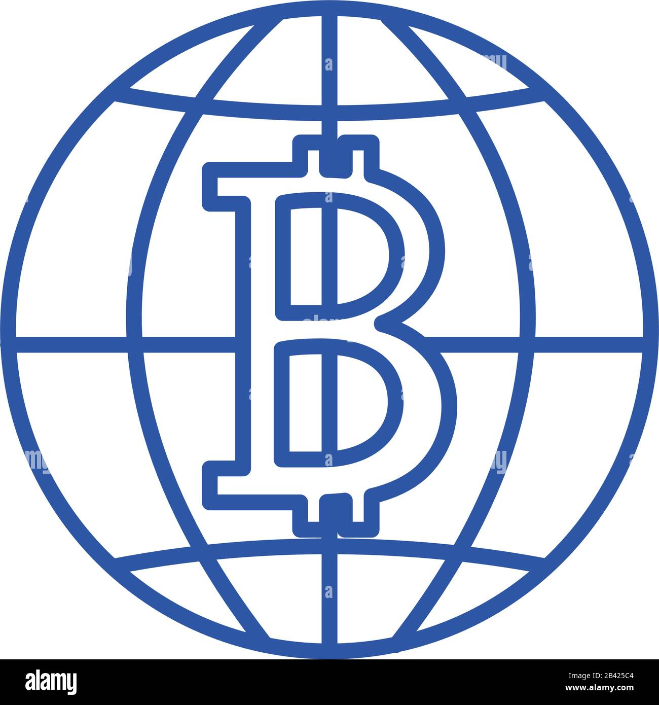 Bitcoin inside global sphere line style icon of bit money currency ...