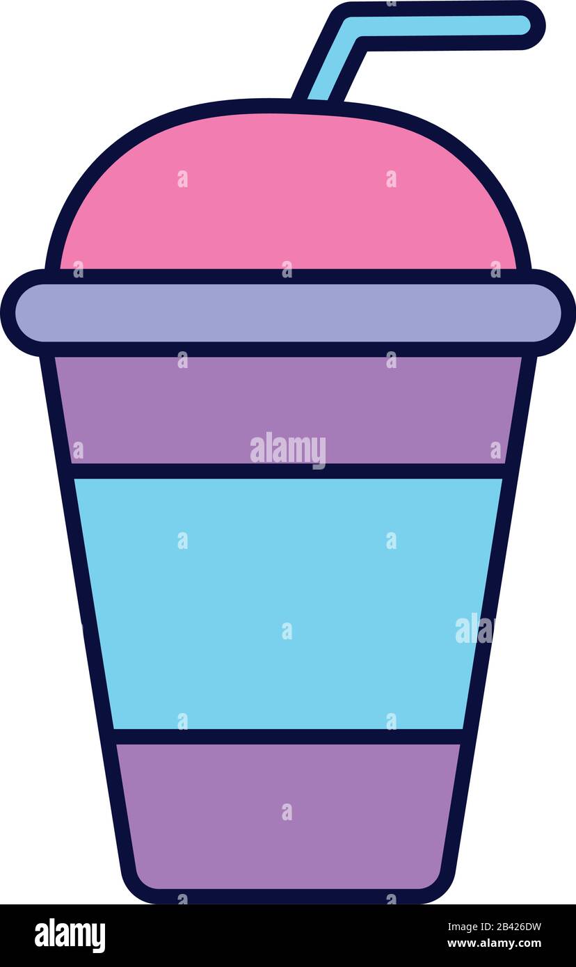 plastic cup and straw drink cartoon icon style design vector ...