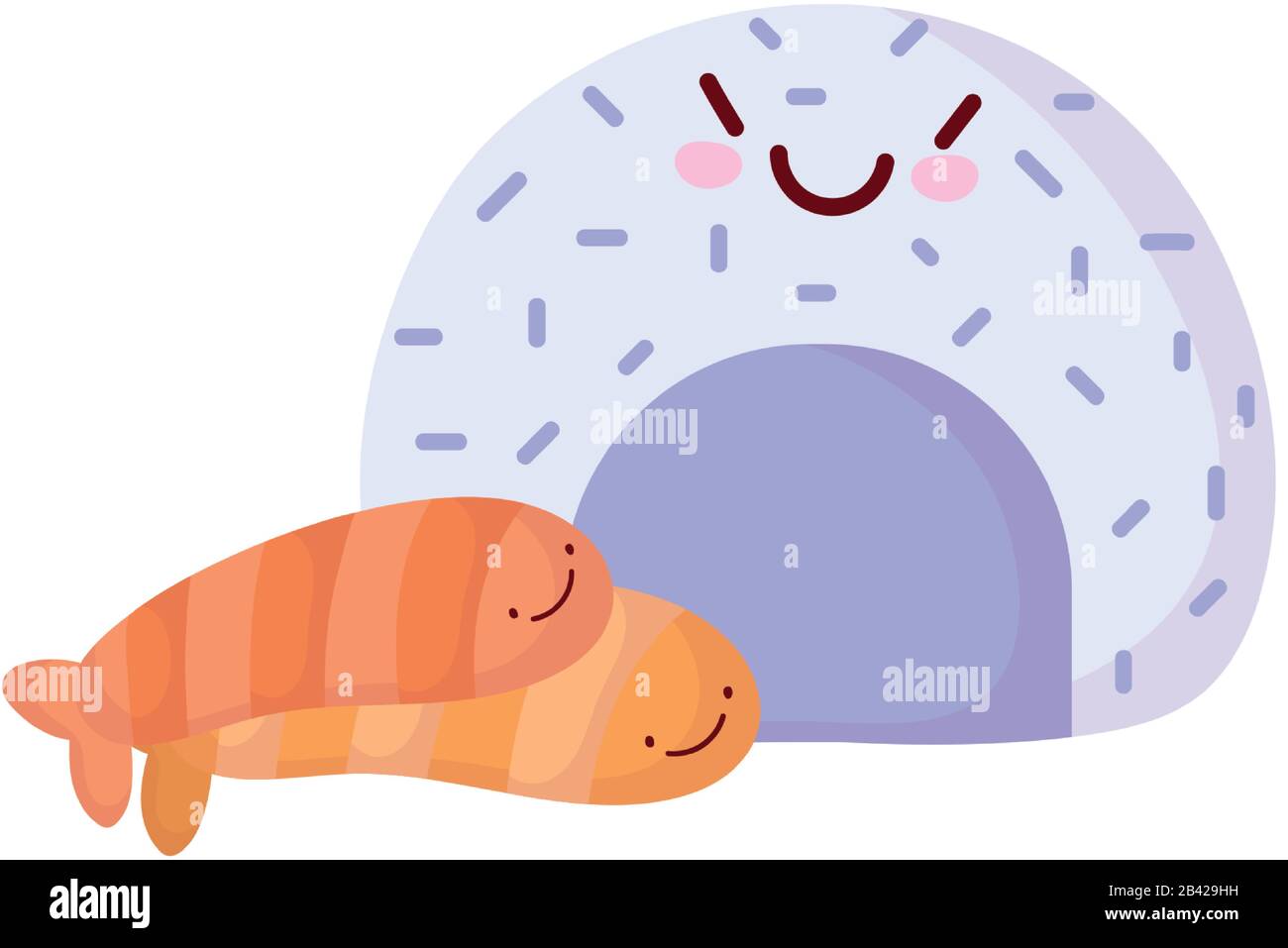 rice roll and salmon fishes menu character cartoon food cute vector ...