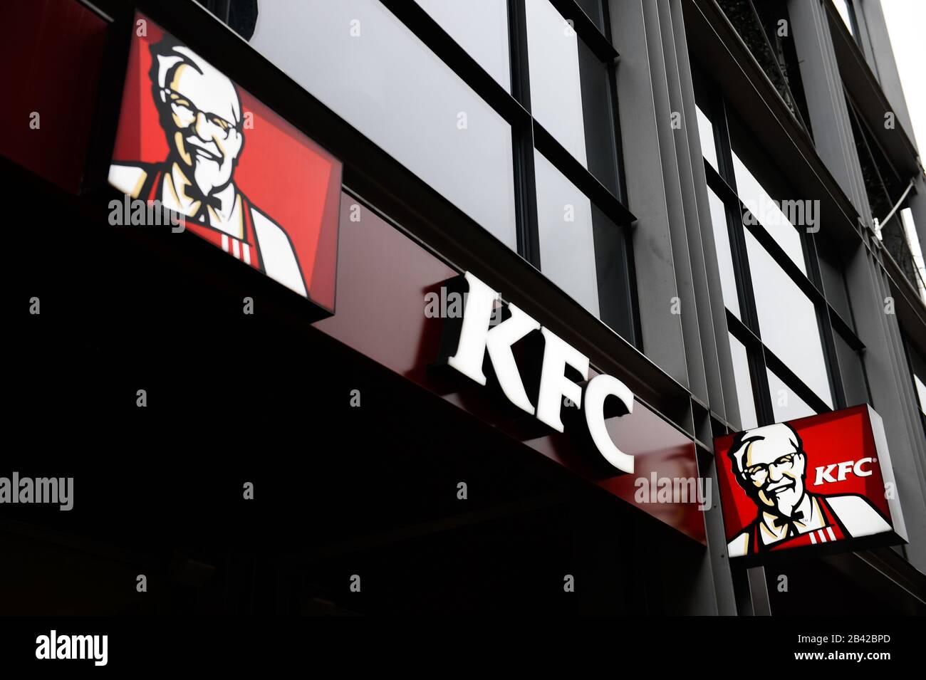 American fast food company KFC logo is seen in Riga Stock Photo - Alamy