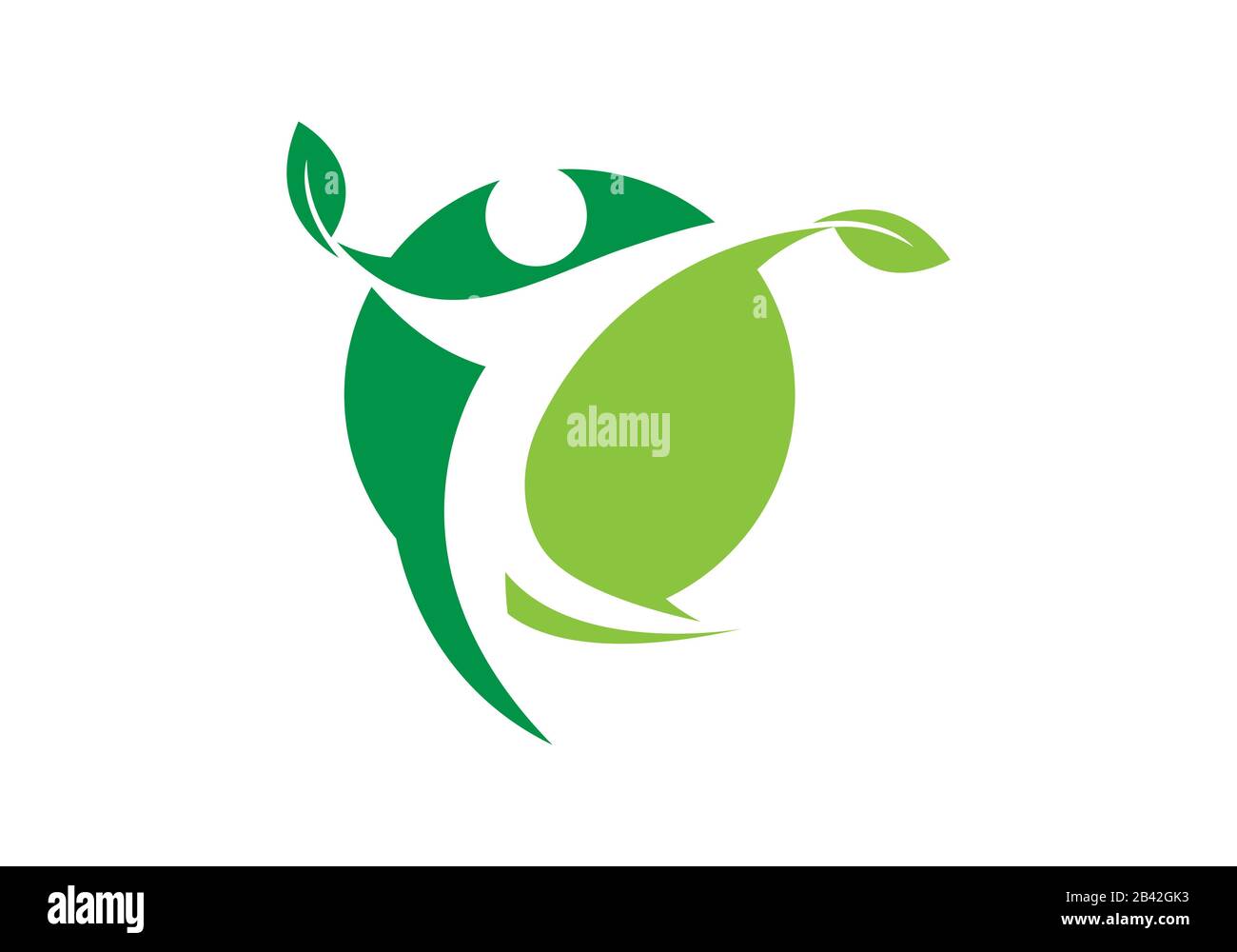 Green People with leaf logo sign symbol in a rounded shape, Vector ...