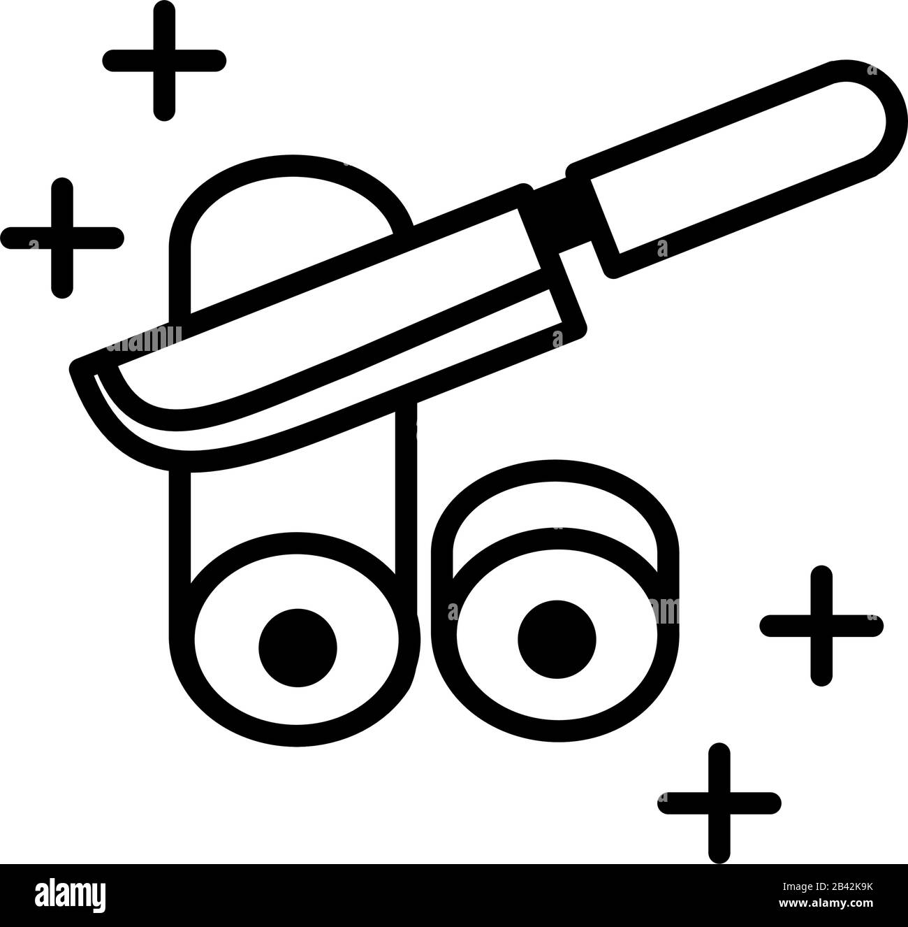 sushi oriental menu knife cutting rolls food vector illustration line ...