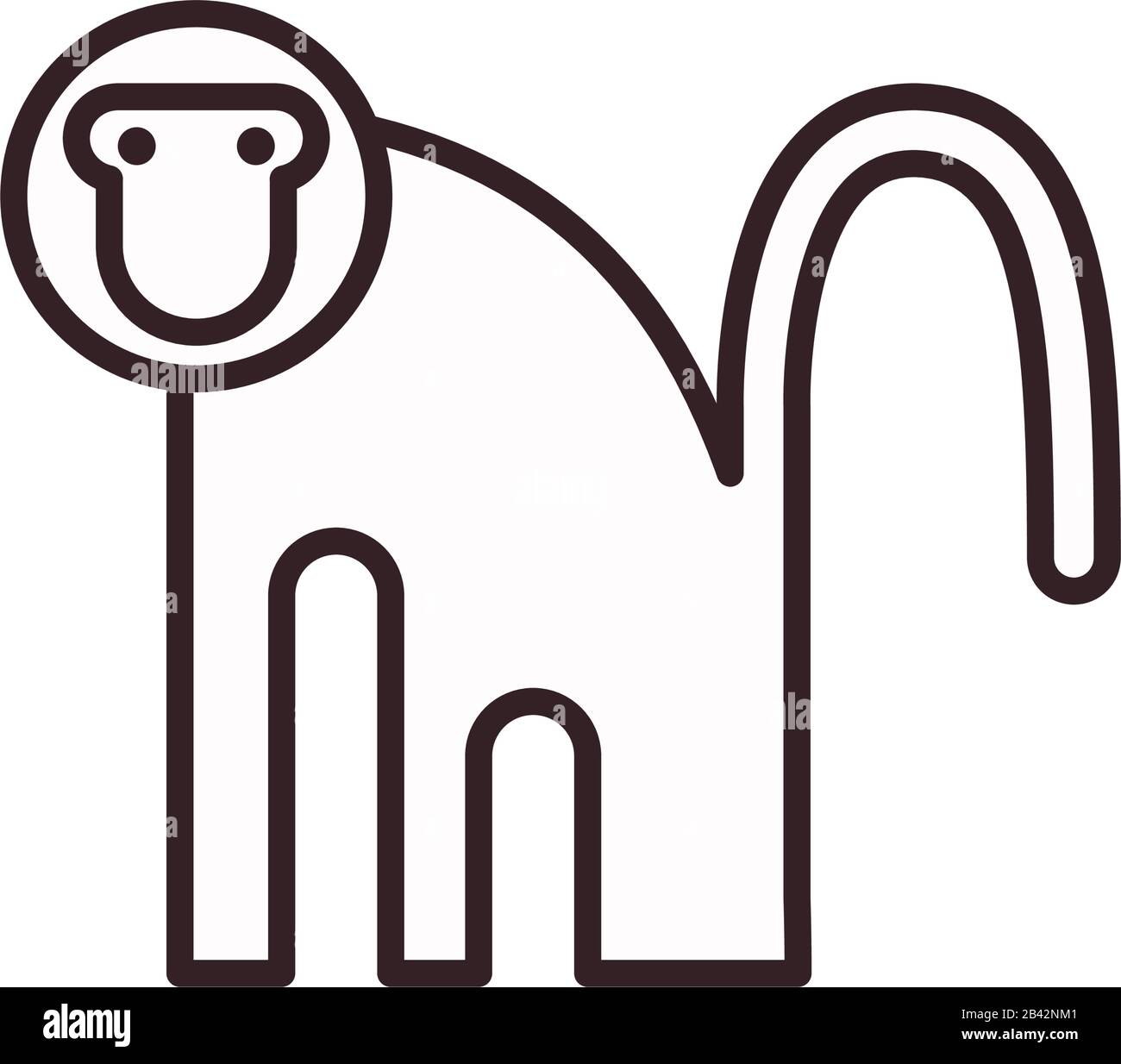 Cute monkey cartoon line style icon design, Animal zoo life nature ...