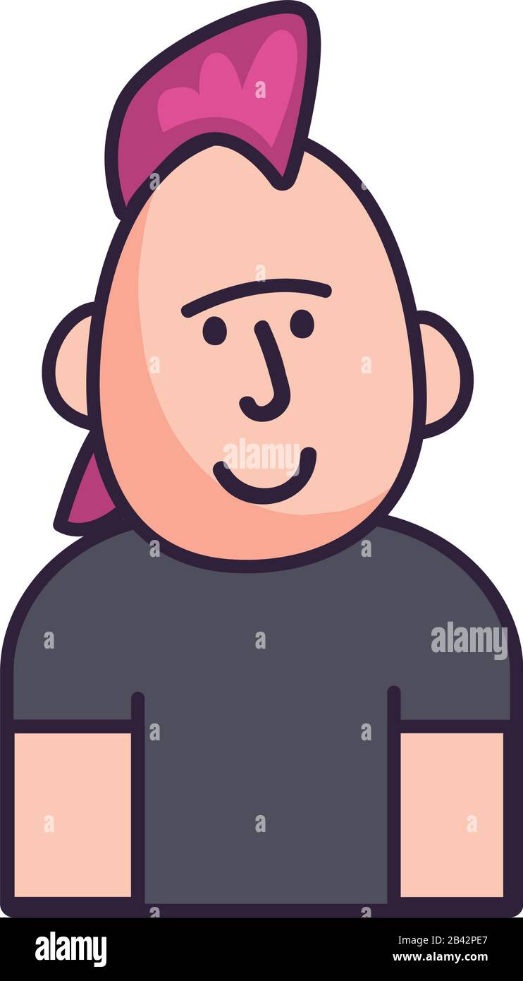 Avatar punk man fill style icon design, Boy male person people human ...