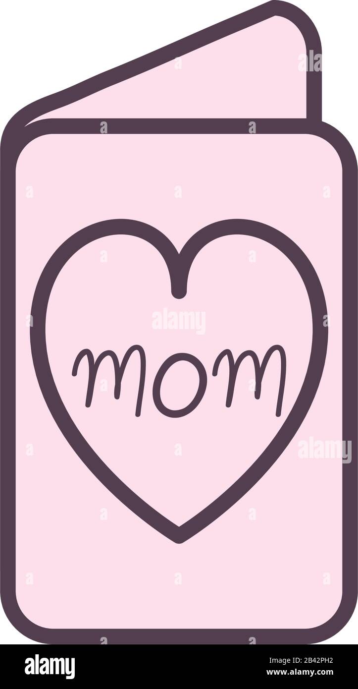 Mom Card Line Style Icon Design Happy Mothers Day Love Relationship