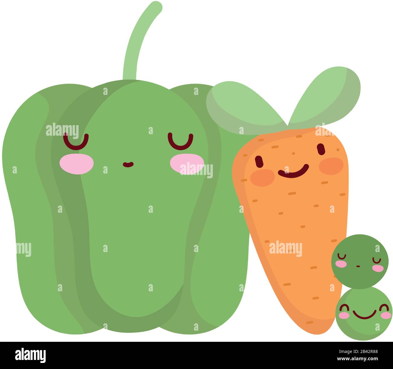 pepper carrot and peas menu character cartoon food cute vector ...