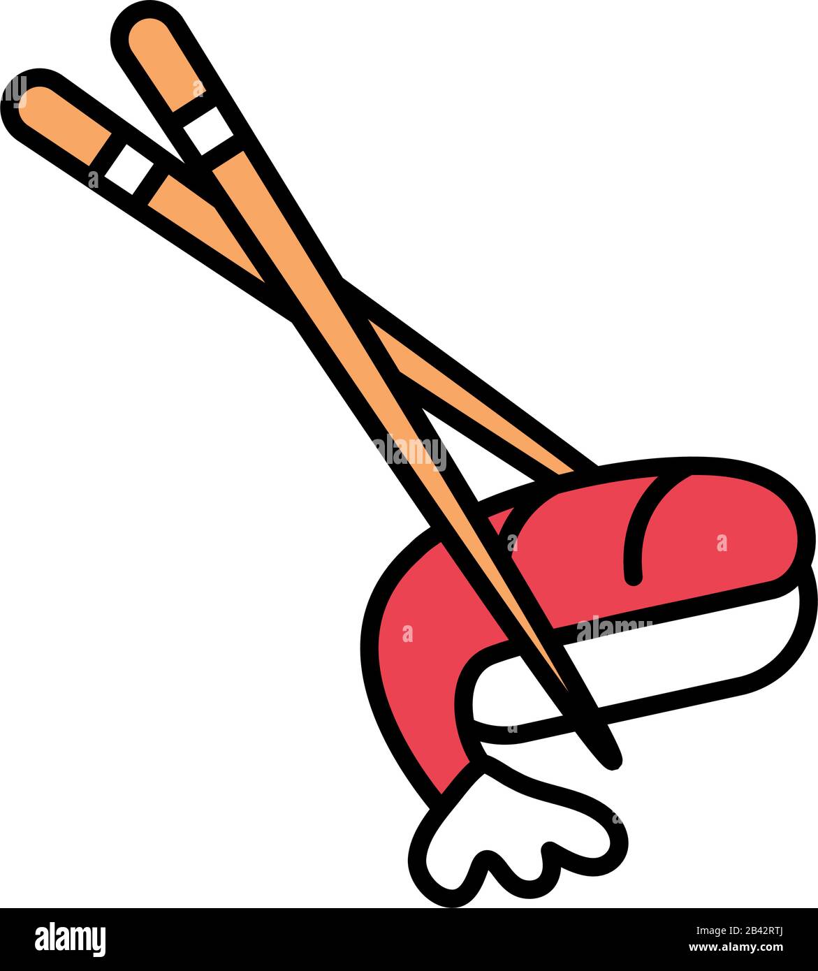 sushi oriental menu chopsticks with fish food vector illustration line ...