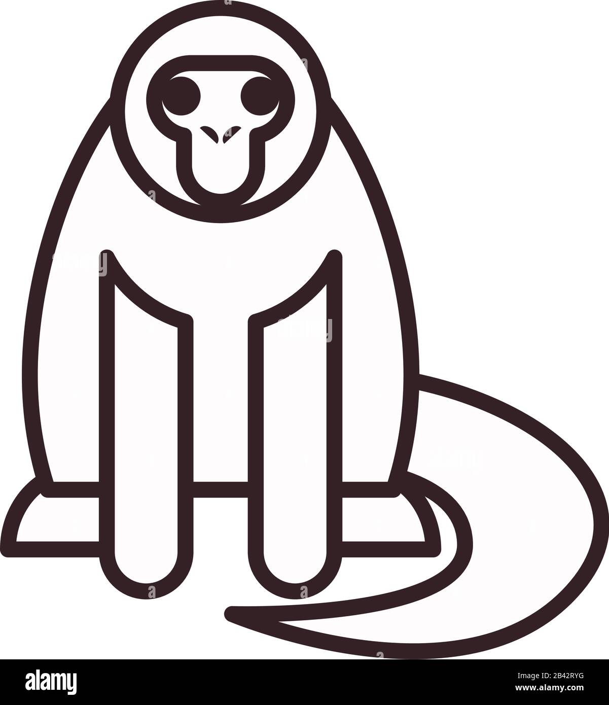 Cute monkey cartoon line style icon design, Animal zoo life nature ...